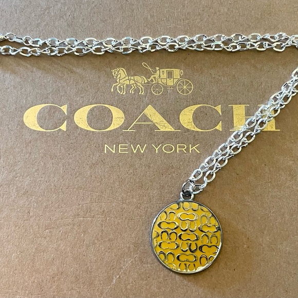 Coach | Jewelry | Coach Large Yellow Enamel Signature Logo Pendant 925 ...